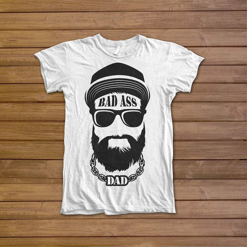 Bad Ass Bearded Dad With Glasses Svg / Beard Father Wearing Dad Cap Svg ...