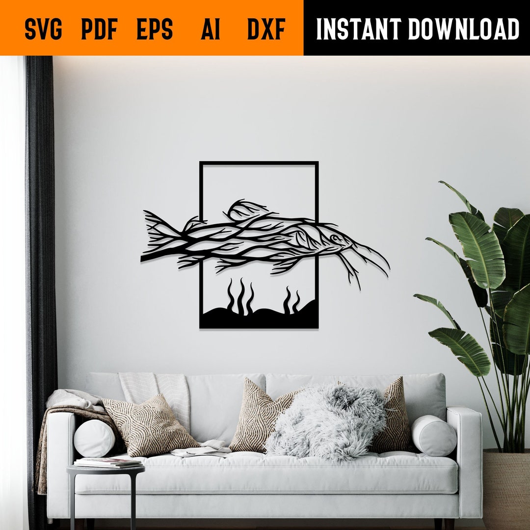 Catfish Wall Art Svg,dxf, EPS,AI and PDF Files.plasma Cut File,wall Art ...