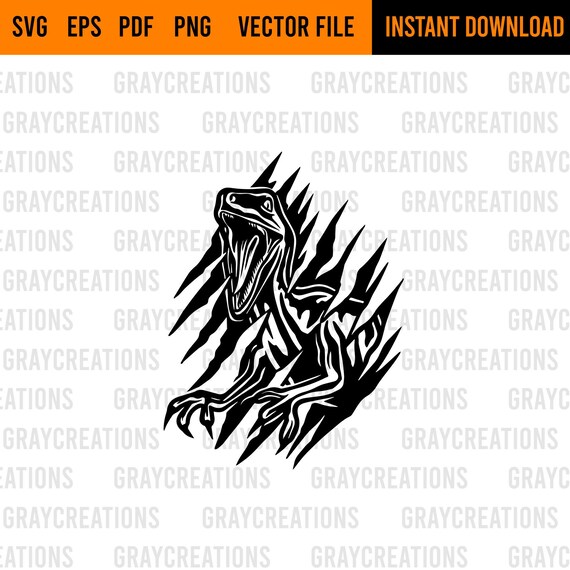 Raptor Wall Scratch Svg / Fierce Dinosaur Raptor Blue Clip Art - Etsy