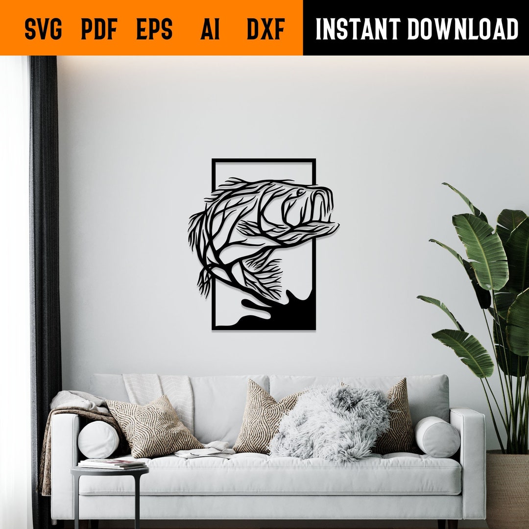 Bass Fish Wall Art Svg,dxf, EPS,AI and PDF Files.plasma Cut File,wall ...