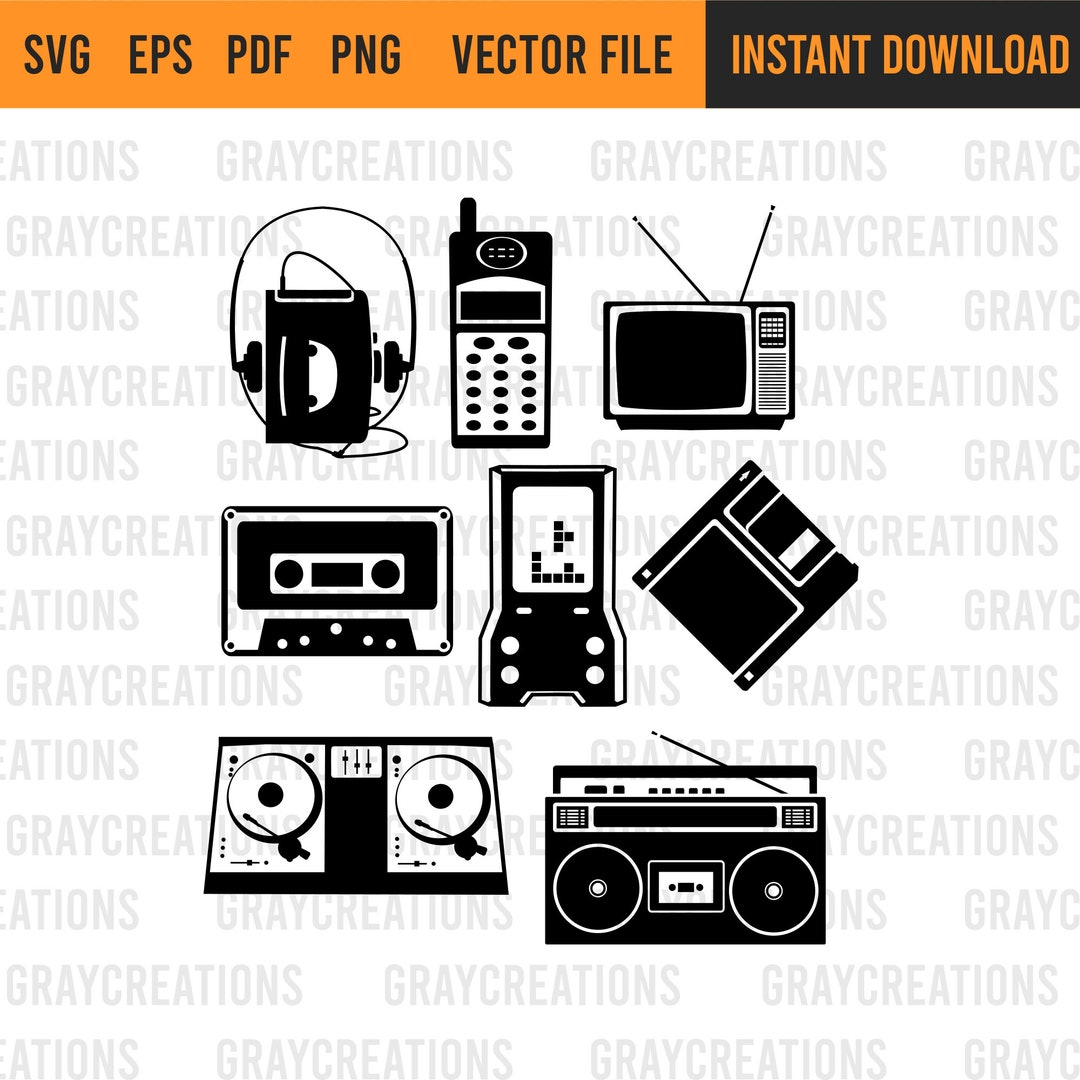 Retro Tech Svg , 90's Retro Svg , Bundle Svg , Cassete Tape Svg ...