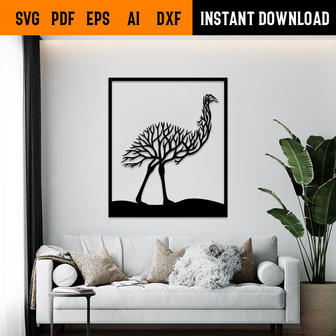 Emu Wall Art Svg,dxf, EPS,AI and PDF Files.plasma Cut File,wall Art Dxf ...