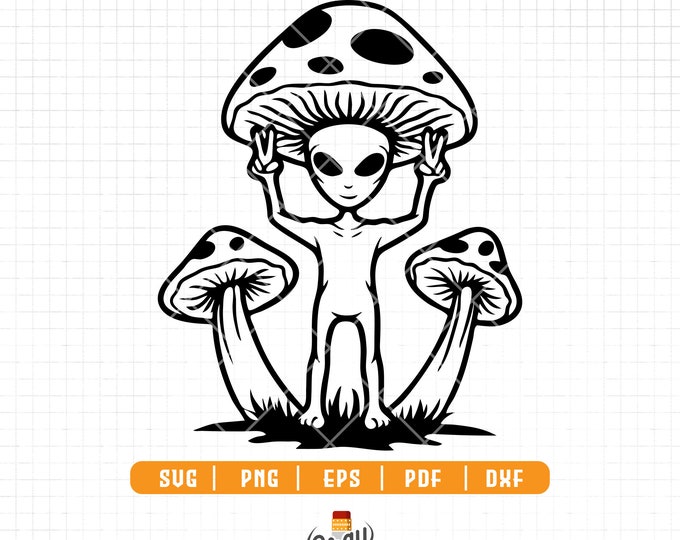 Alien Mushroom Trippy / SVG, PNG, JPG / Hippy / Zen Meditation / Cute ...