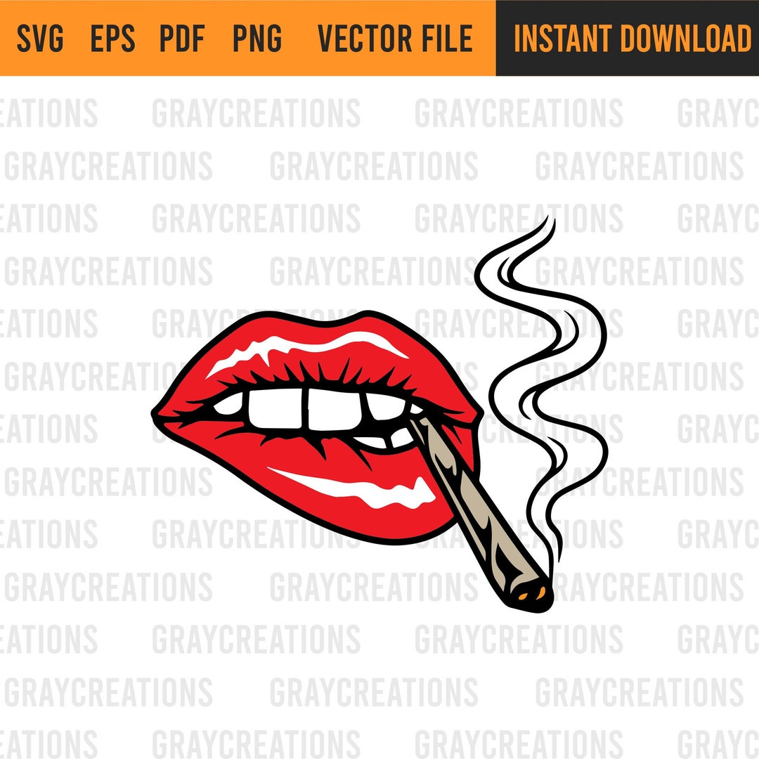 Sexy Red Lips Smoking Joint Svg,sexy Lips With Smoking Joint Svg ...