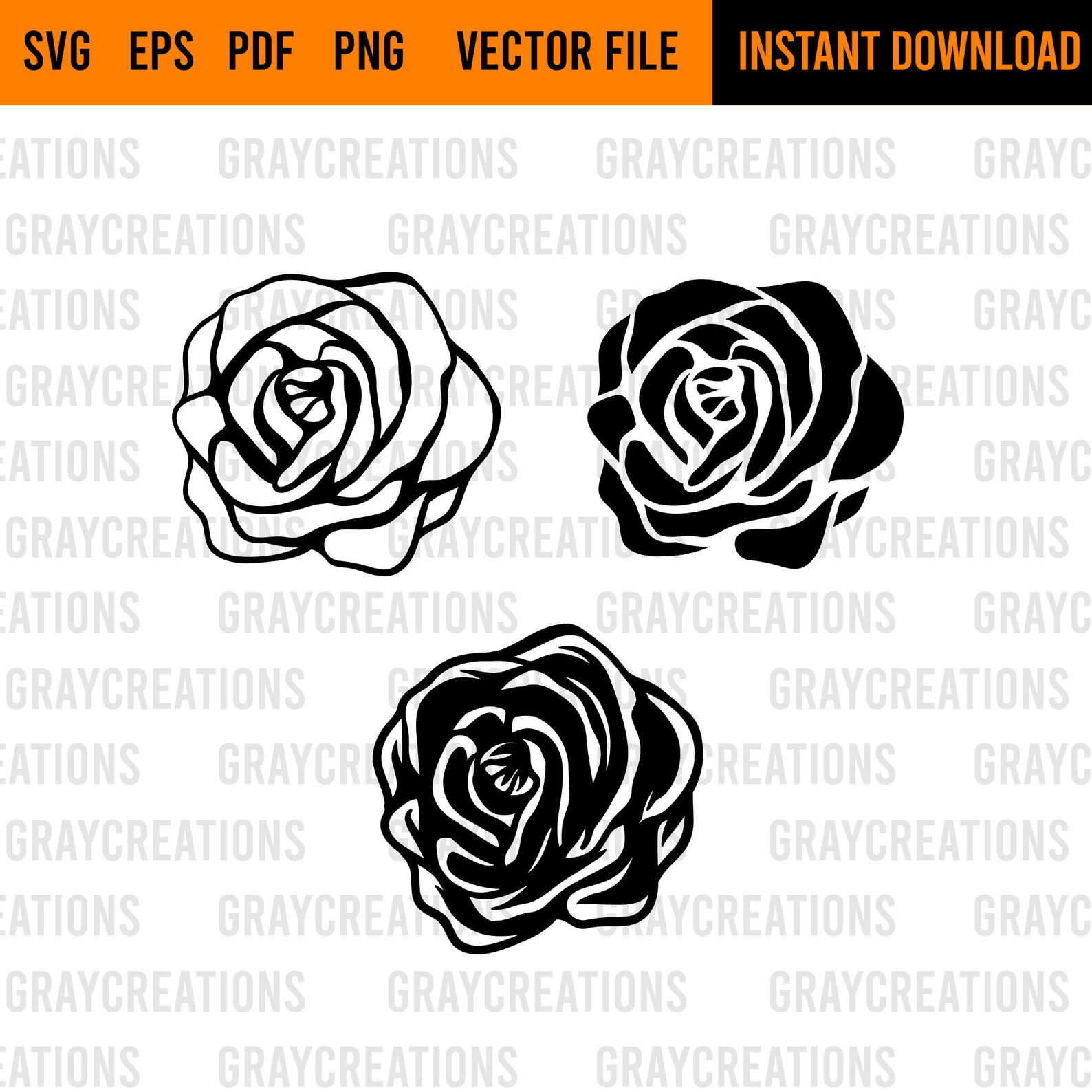 Rose Bundle Svg / 3 Roses Separated Files / Flower Clip Art | Etsy