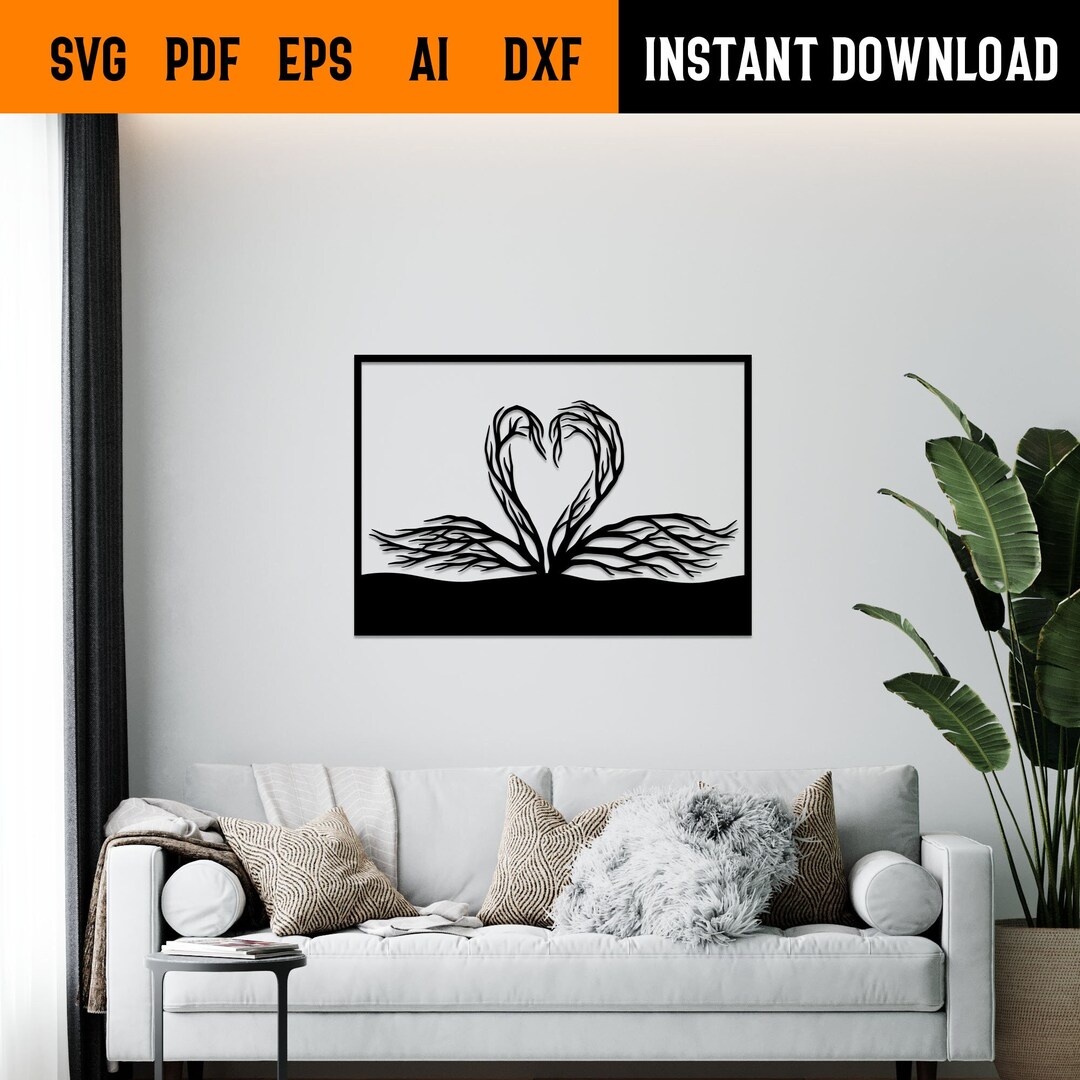 Swan Tree Wall Art Svg,dxf, EPS,AI and PDF Files.plasma Cut File,wall ...
