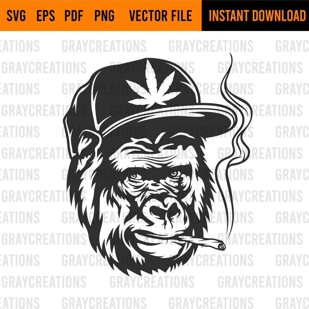 Monkey Smoking Svg / Gorilla Smoking Joint Svg / Animal Smoking Weed - Etsy