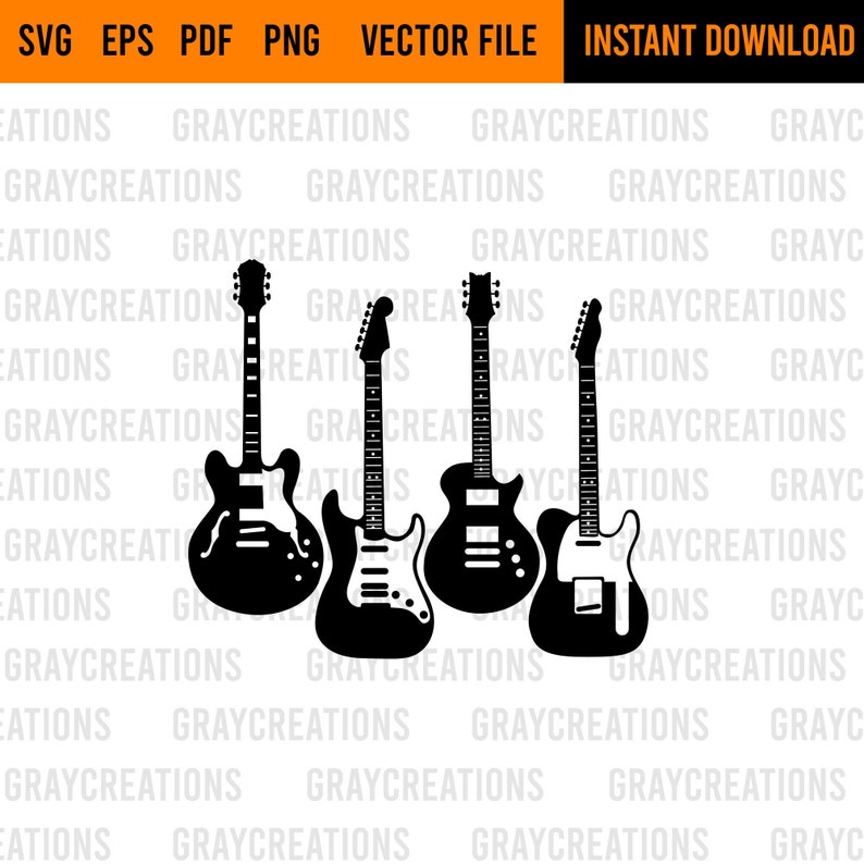 Electric Guitar Bundle Svg / Telecaster Stratocaster Les - Etsy