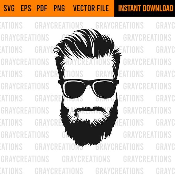 Beard Dad With Glasses in Faded Haircut Svg / Dadlife Haircut | Etsy