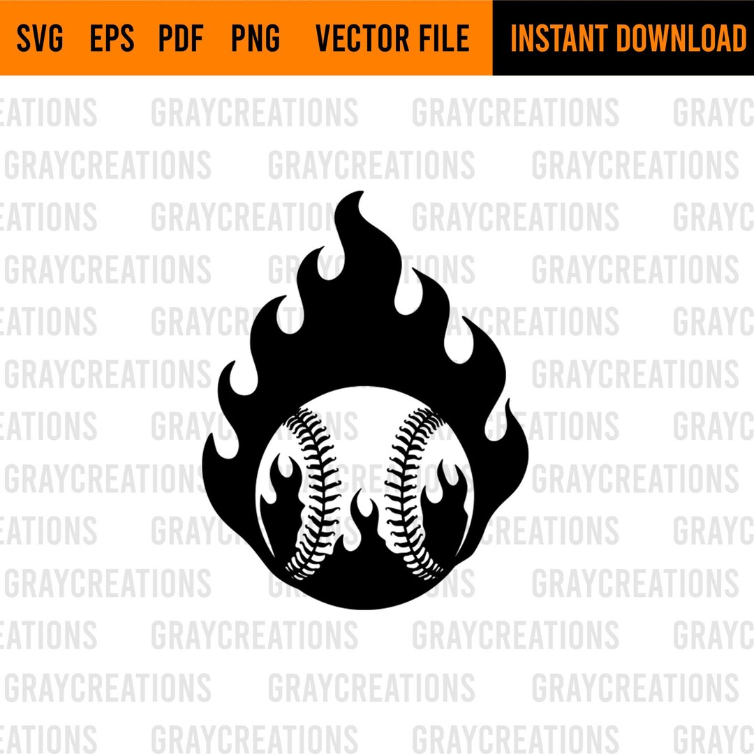 Baseball Svg File | Baseball With Flames Svg | Baseball Shirt Svg ...