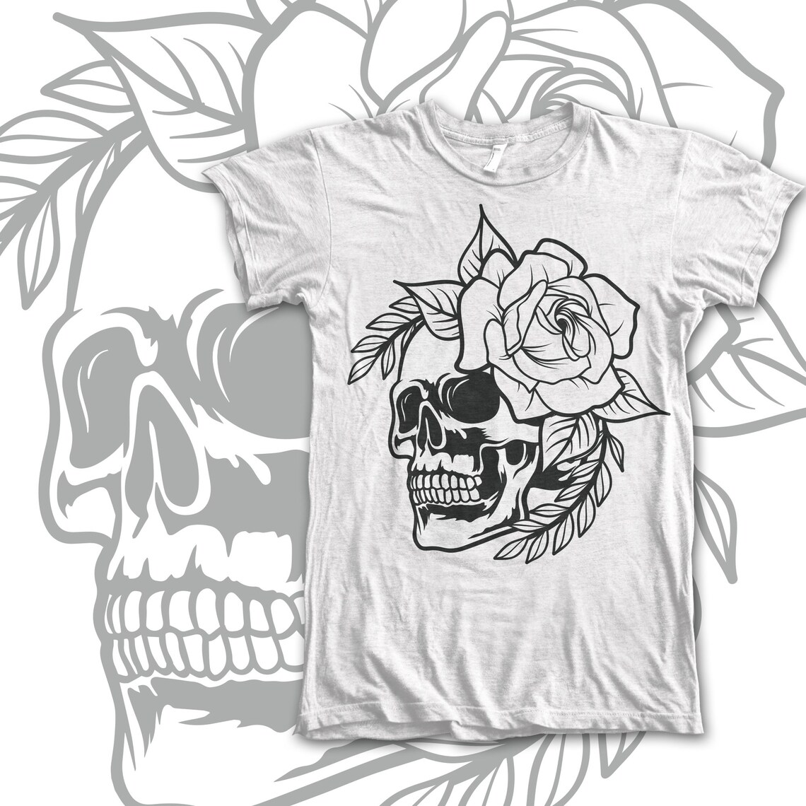 Skull Flower SVG Flower Skull Head SVG Skeleton Head With - Etsy