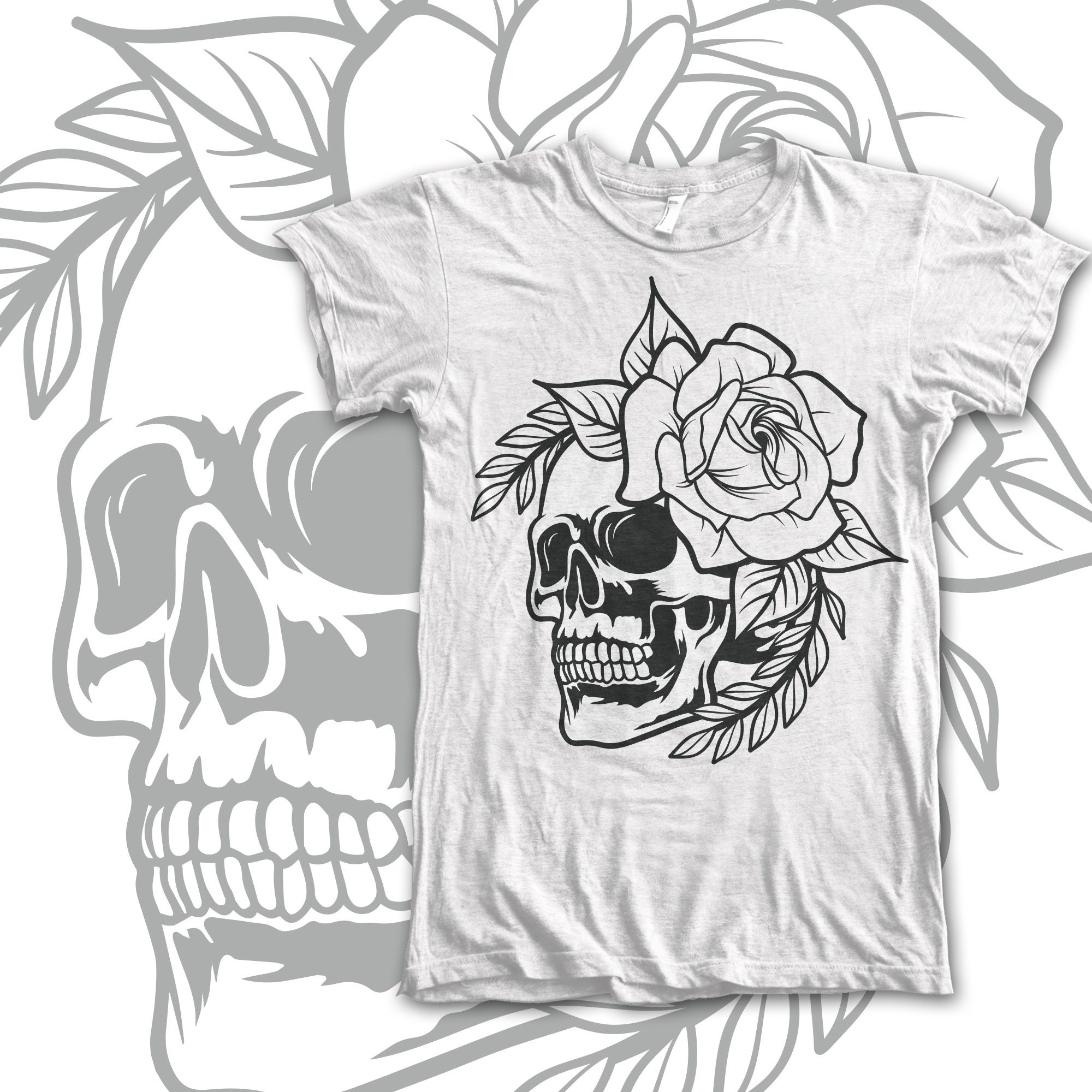 Skull Flower SVG Flower Skull Head SVG Skeleton Head With - Etsy