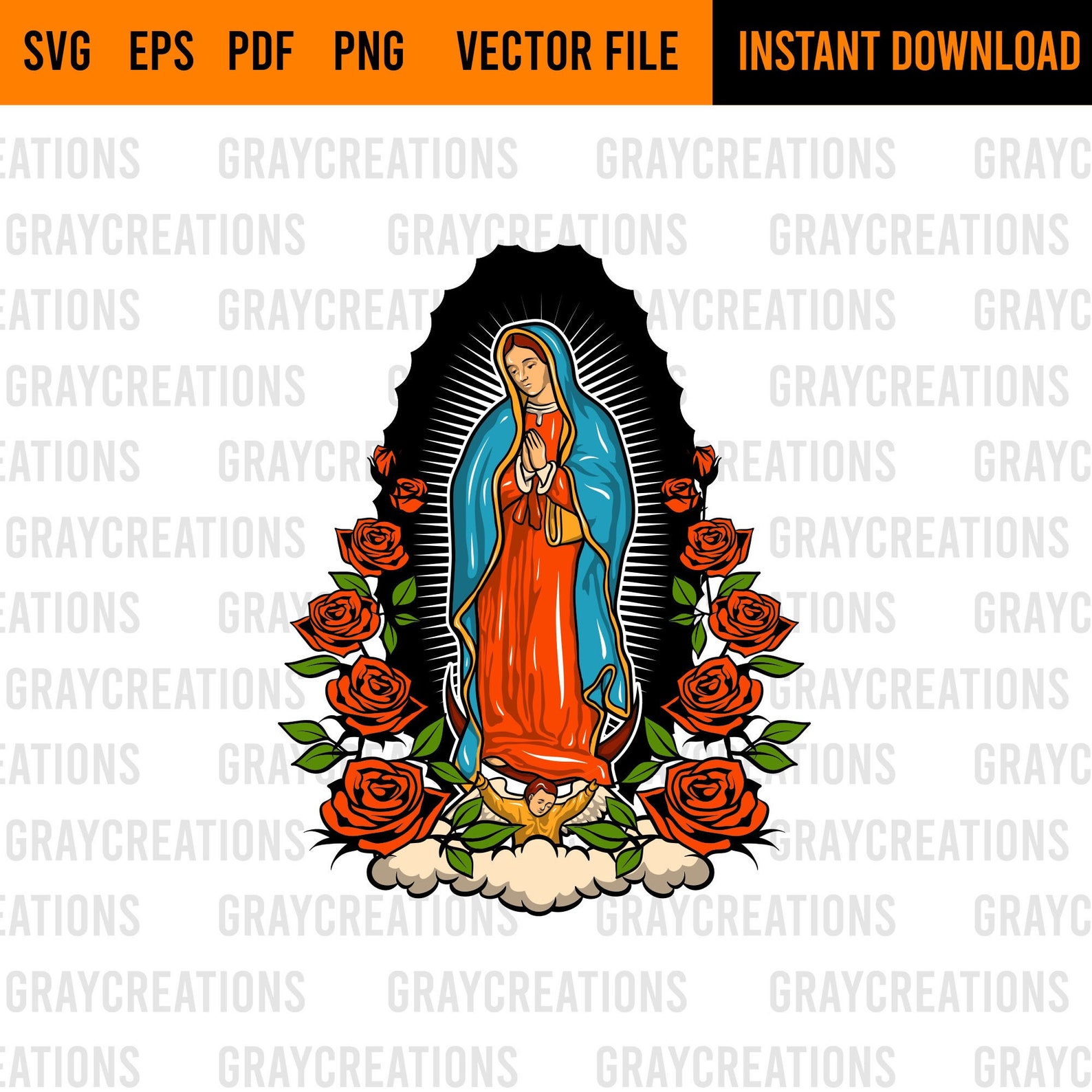 Virgin Mary Png Full Colored T-shirt Design / Mama Mary Svg/ - Etsy
