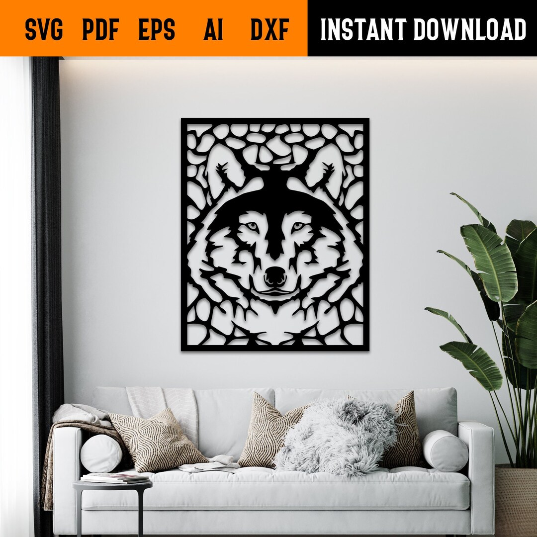 Wolf Crack Wall Art Svg,dxf, EPS,AI and PDF Files.plasma Cut File,wall ...