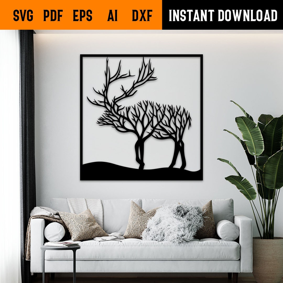 Elk Wall Art Svg,dxf, EPS,AI and PDF Files.plasma Cut File,wall Art Dxf ...