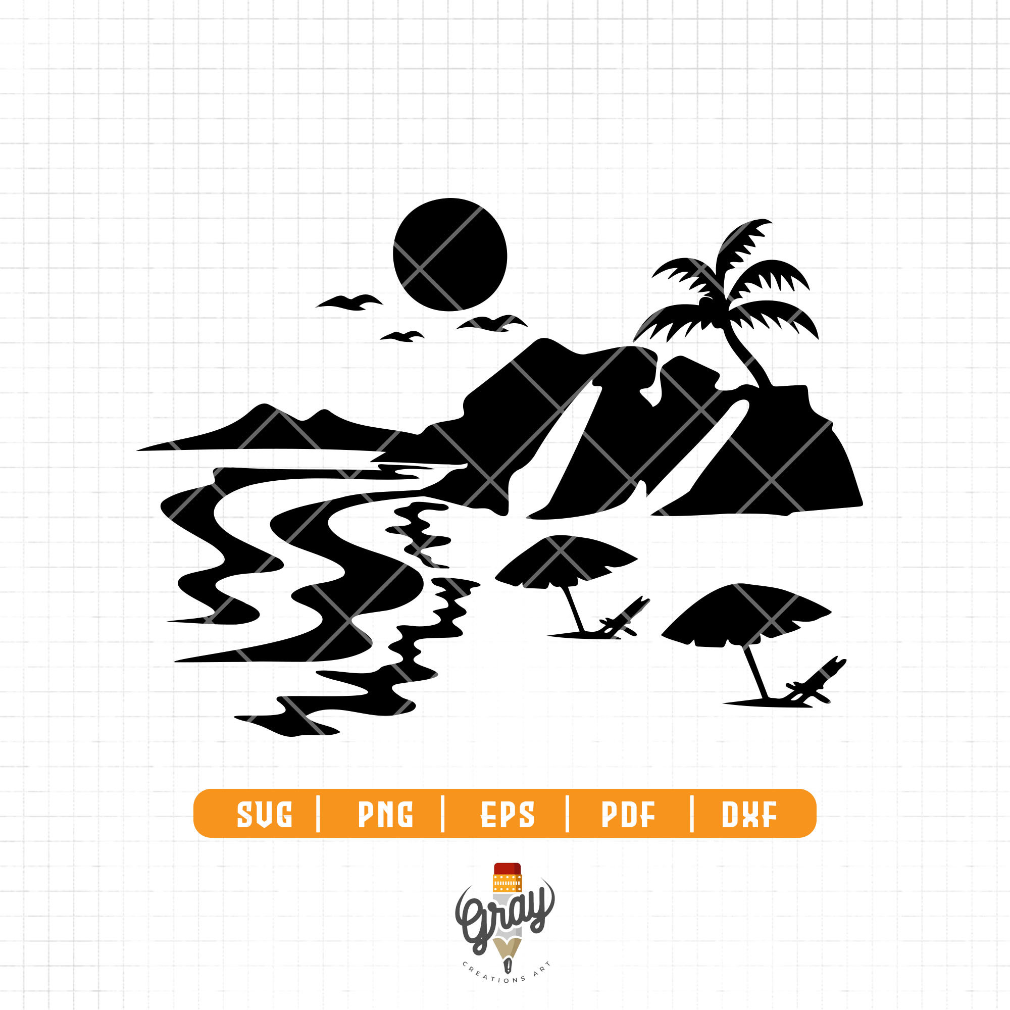 Beach Svg ,summer Svg, Palm Tree Svg, Beach Umbrella, Clip Art ...