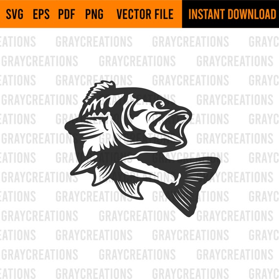 Bass Fish Svg / Big Mouth Bass Svg /fish 2 Svg | Etsy Canada
