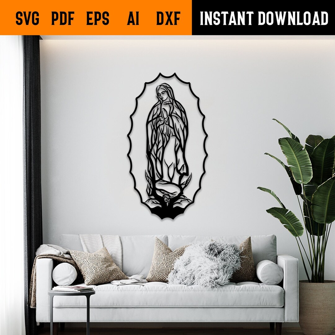 Virgin Mary Wall Art Svg,dxf, EPS,AI and PDF Files.plasma Cut File,wall ...