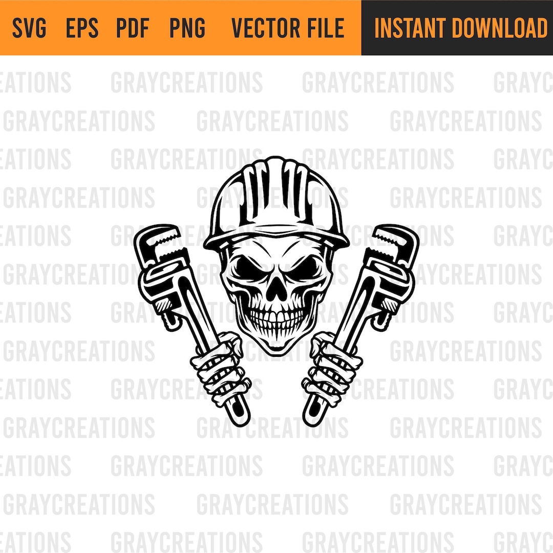 Plumber Skull Svg | Plumber Repair Svg | Plumber Svg | Pipefitter Skull ...