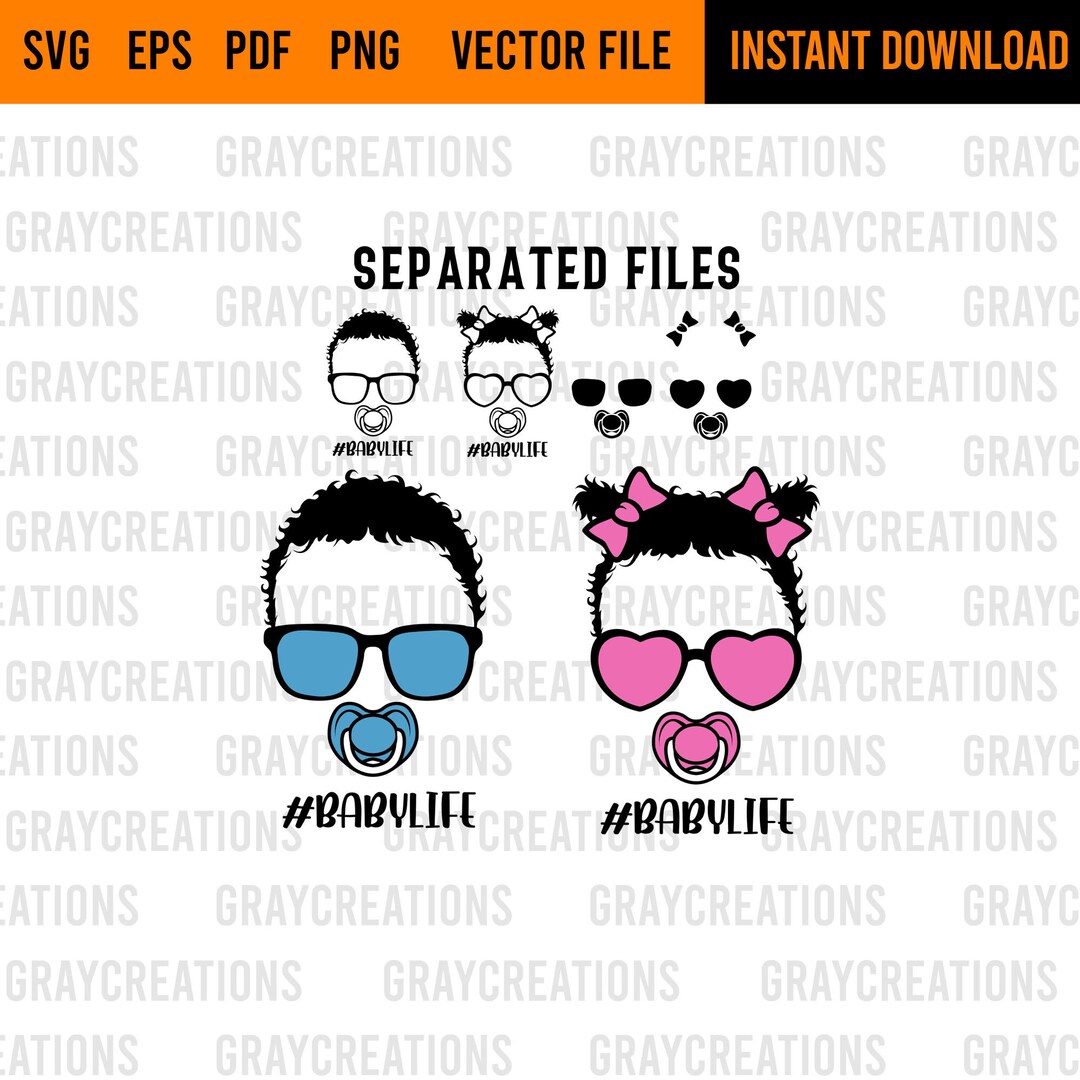 Baby Life Girl and Boy Bundle Svg / Afro Baby With Blue and Pink ...