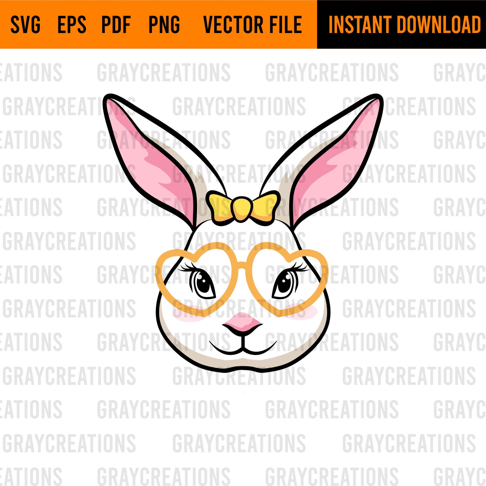 Easter Bunny Svg / Rabbit With Glasses Svg / Bunny Head Svg | Etsy