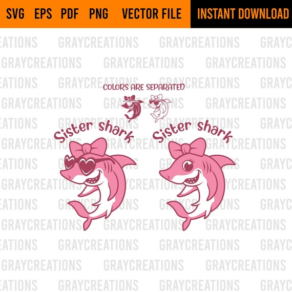 Baby Shark Bundle Svg / Sister Shark Printable Cut File / Cute - Etsy
