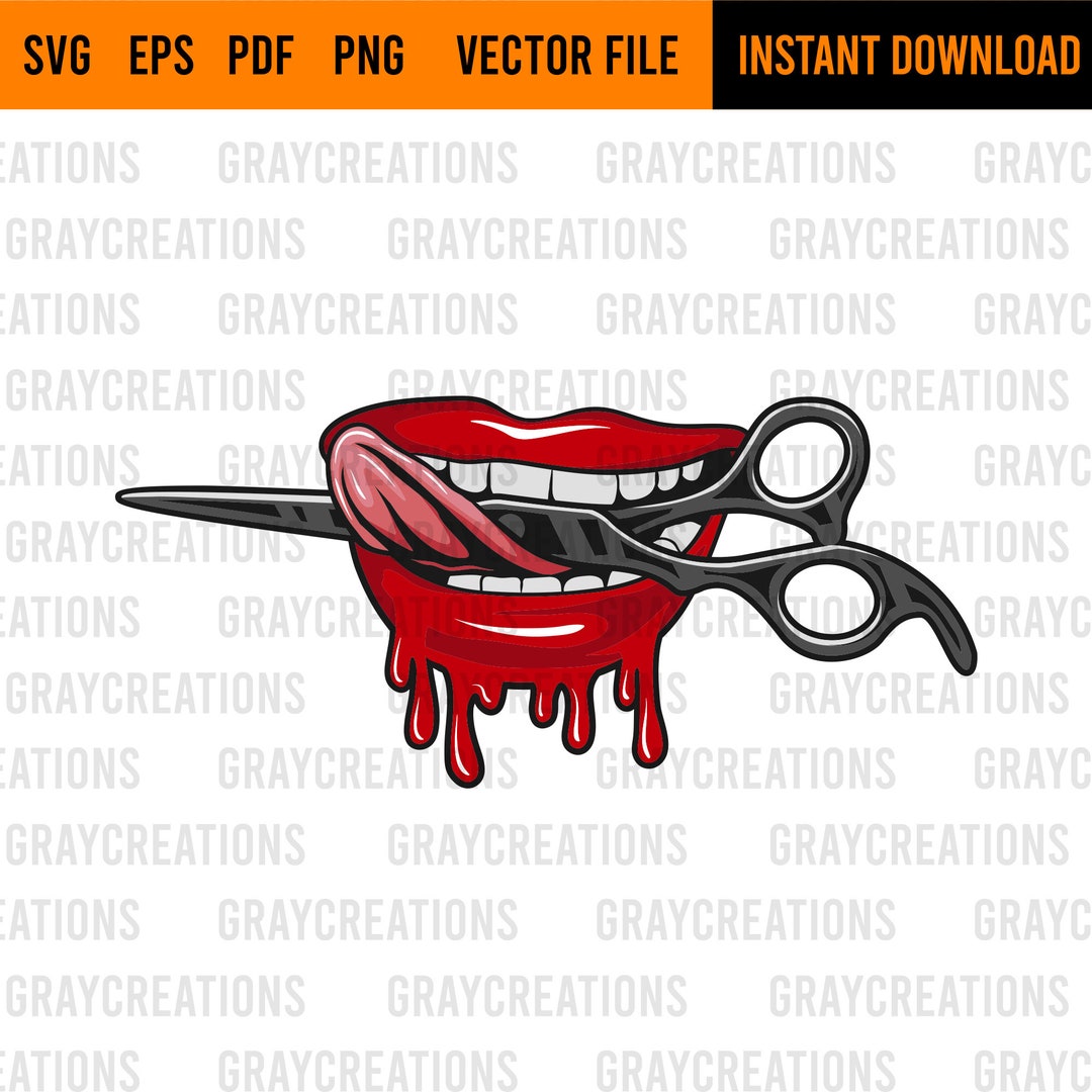 Dripping Lips Scissors Svg / Sexy Lips Barber Svg - Etsy