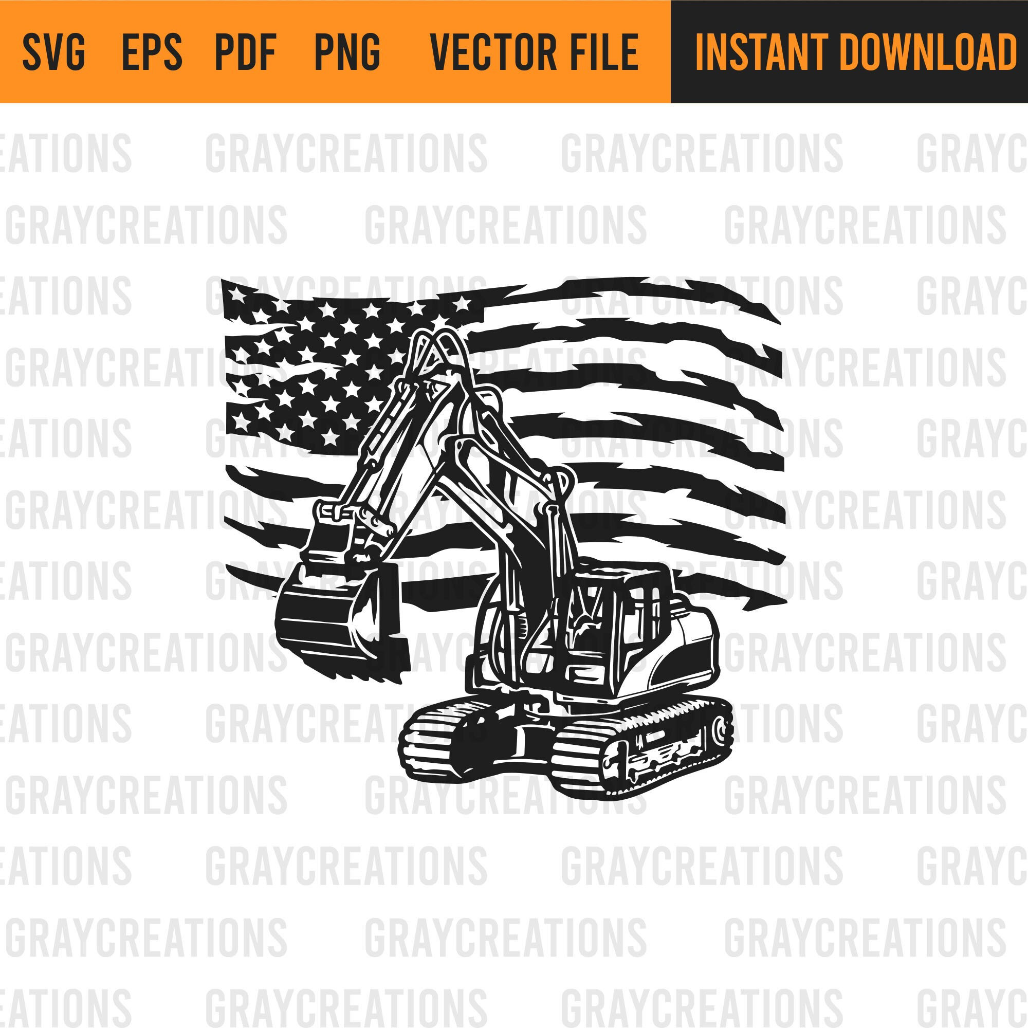 Us Excavator Svg Heavy Equipment Svg Excavator Clipart Pipeliner Svg ...