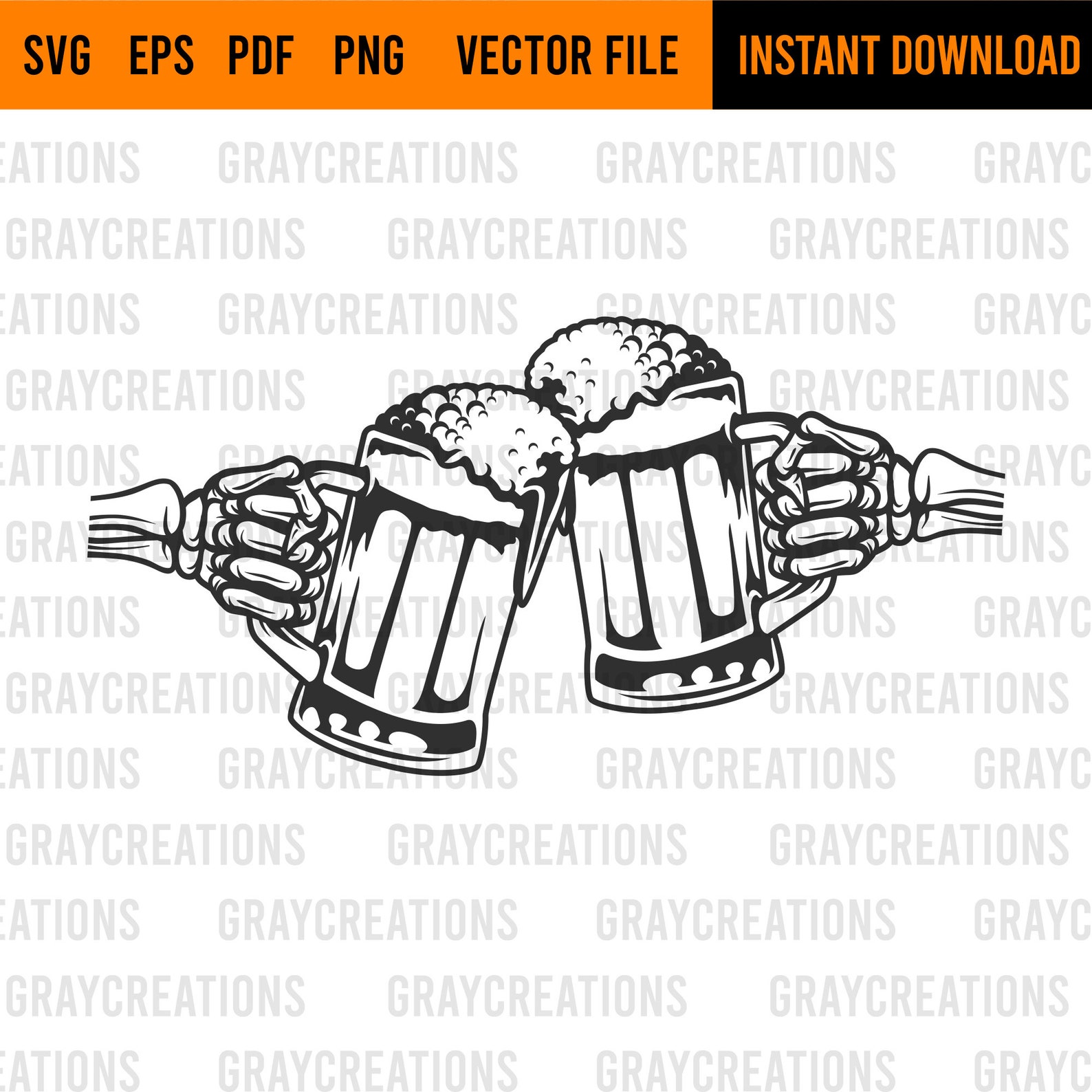 Skeleton Hand Holding Beer Mug Svg / Beer Mugs Toasting / Beer - Etsy