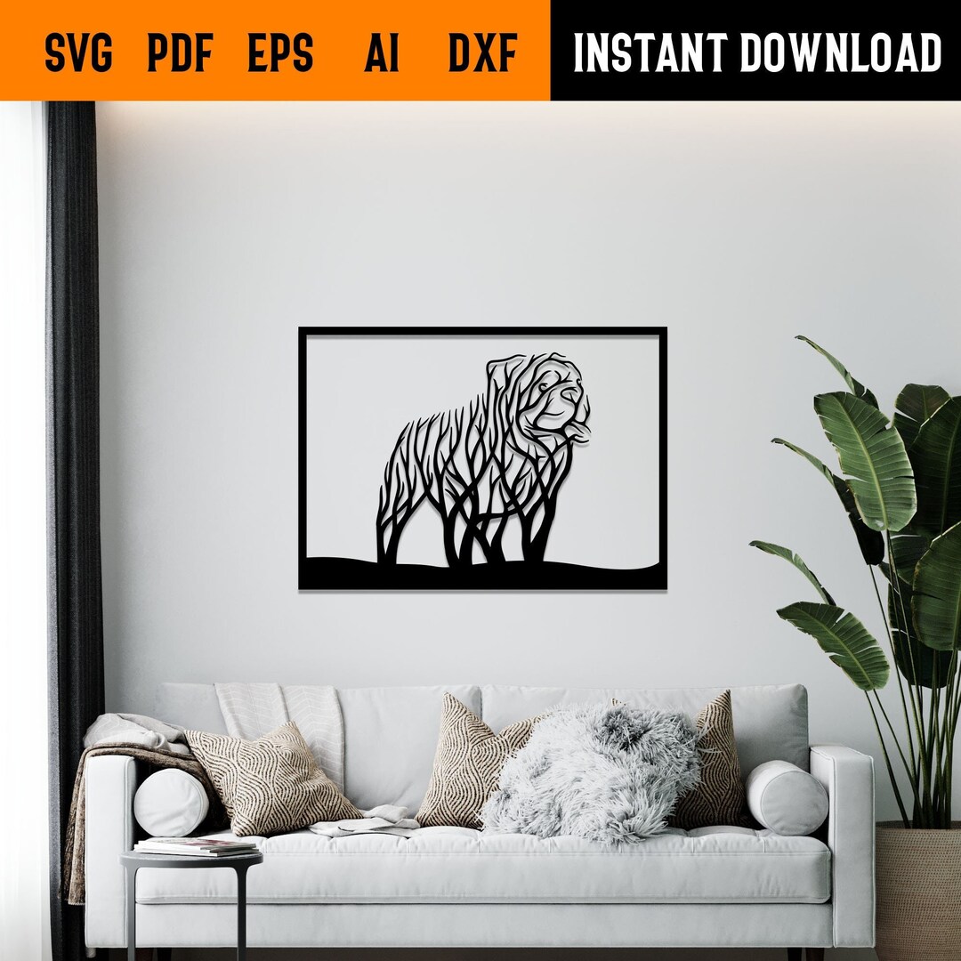 English Bulldog Wall Art Svg,dxf, EPS,AI and PDF Files.plasma Cut File ...