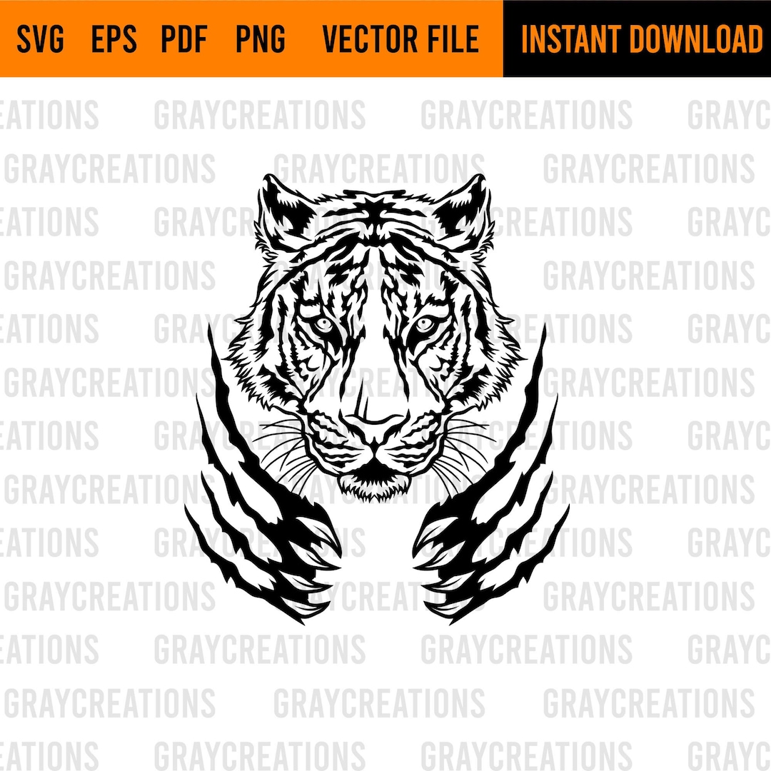 Fierce Tiger ,scarface, Png,svg,pdf,printable,clip Art,warrior,wild ...