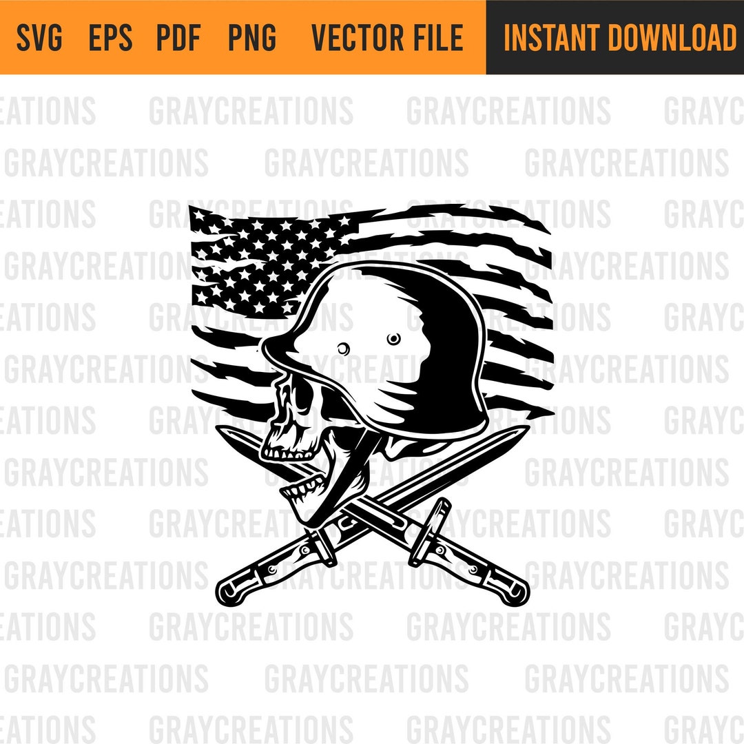 US Soldier Skull Svg File bayonet Army Skull Svg Usa Veteran Svg US ...