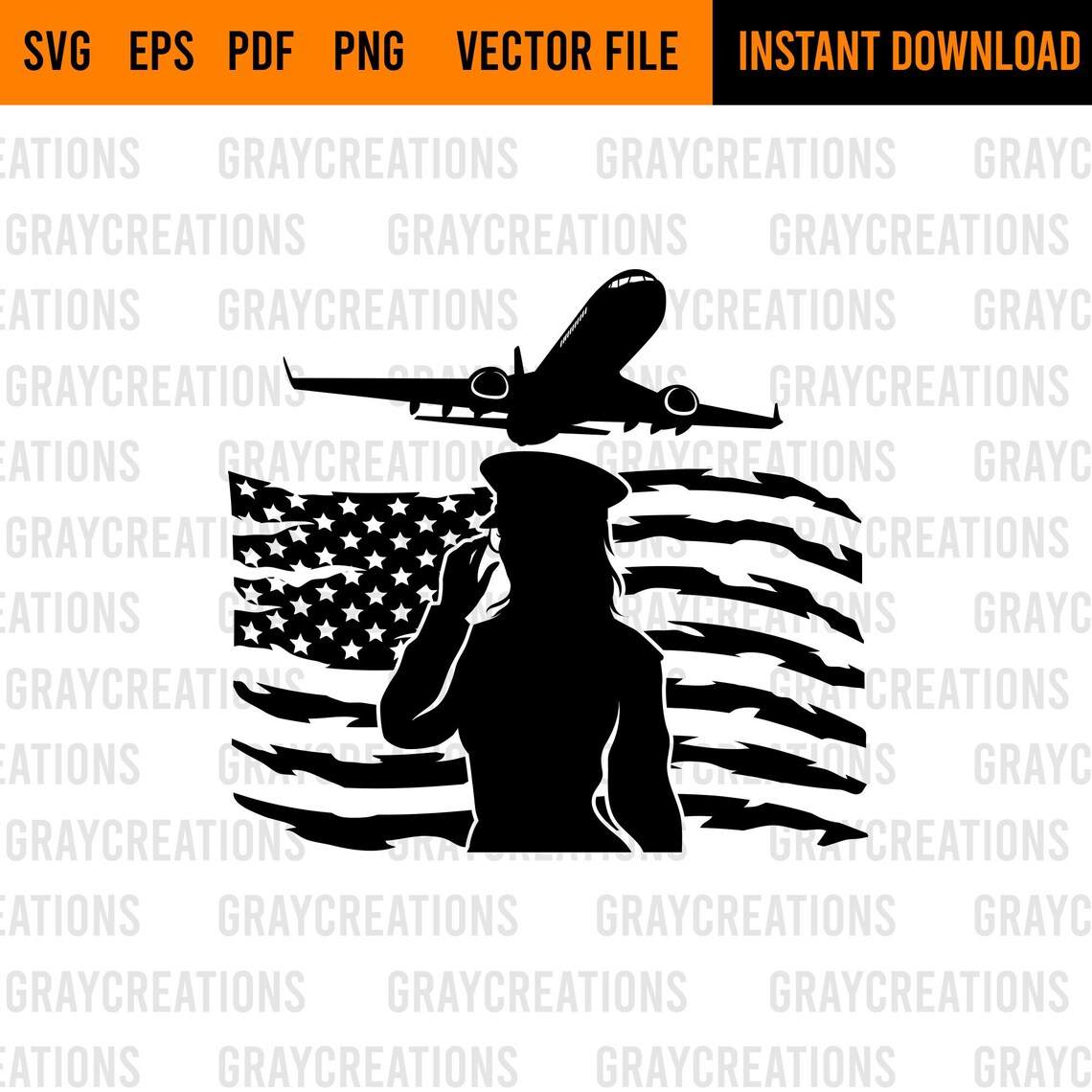 US Lady Pilot Aviator Svg /patriotic Woman Aviation Airplane - Etsy