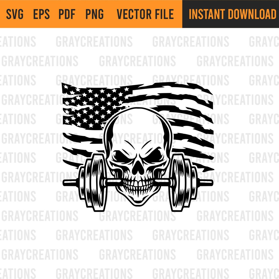 US Skull Dumbbells Svg , Skull Fitness Svg , Barbells Svg , Fitness Gym ...