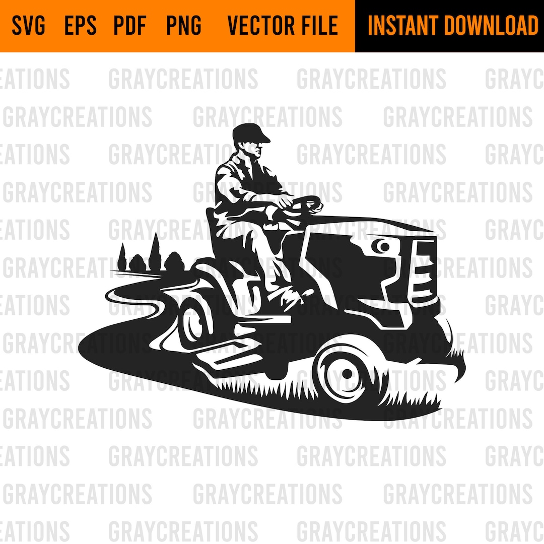 Landscaper Operating Lawn Tractor Svg / Landscaping Scene Design Svg ...