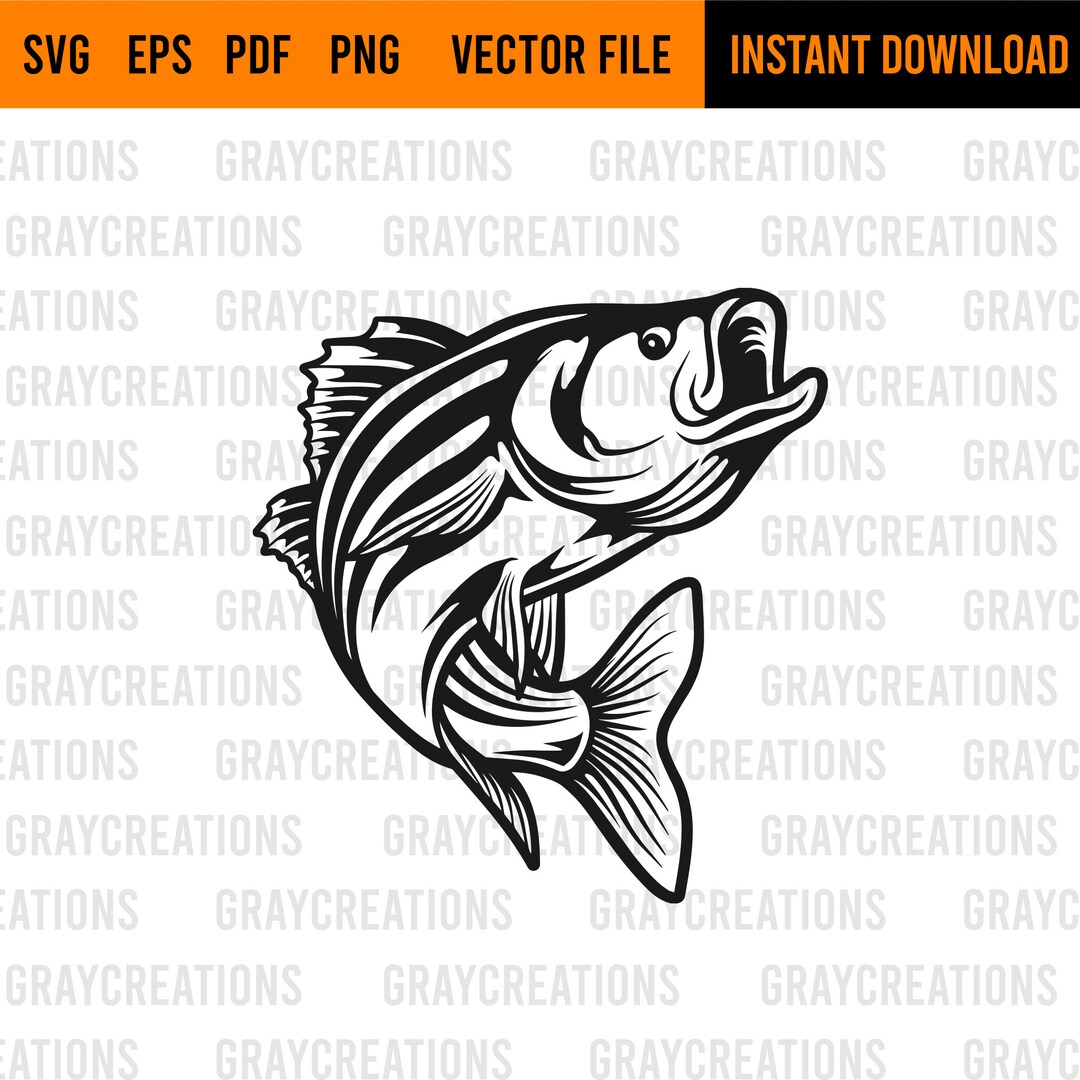 Bass Fish Svg / Big Mouth Bass Svg / Bass Fish Svg - Etsy