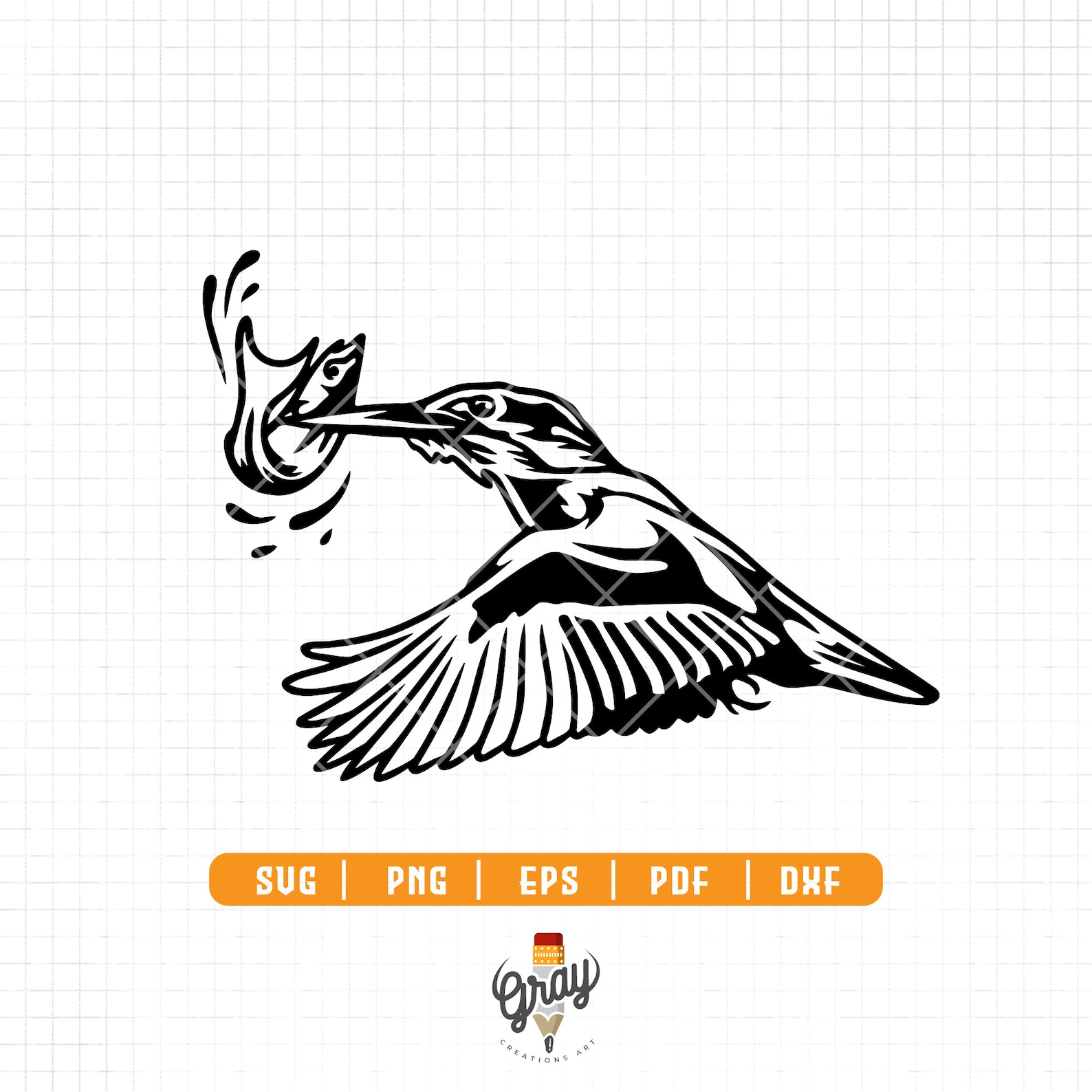 Kingfisher Svg , Bird Svg , Bird Catching Fish , Kingfisher Bird ...