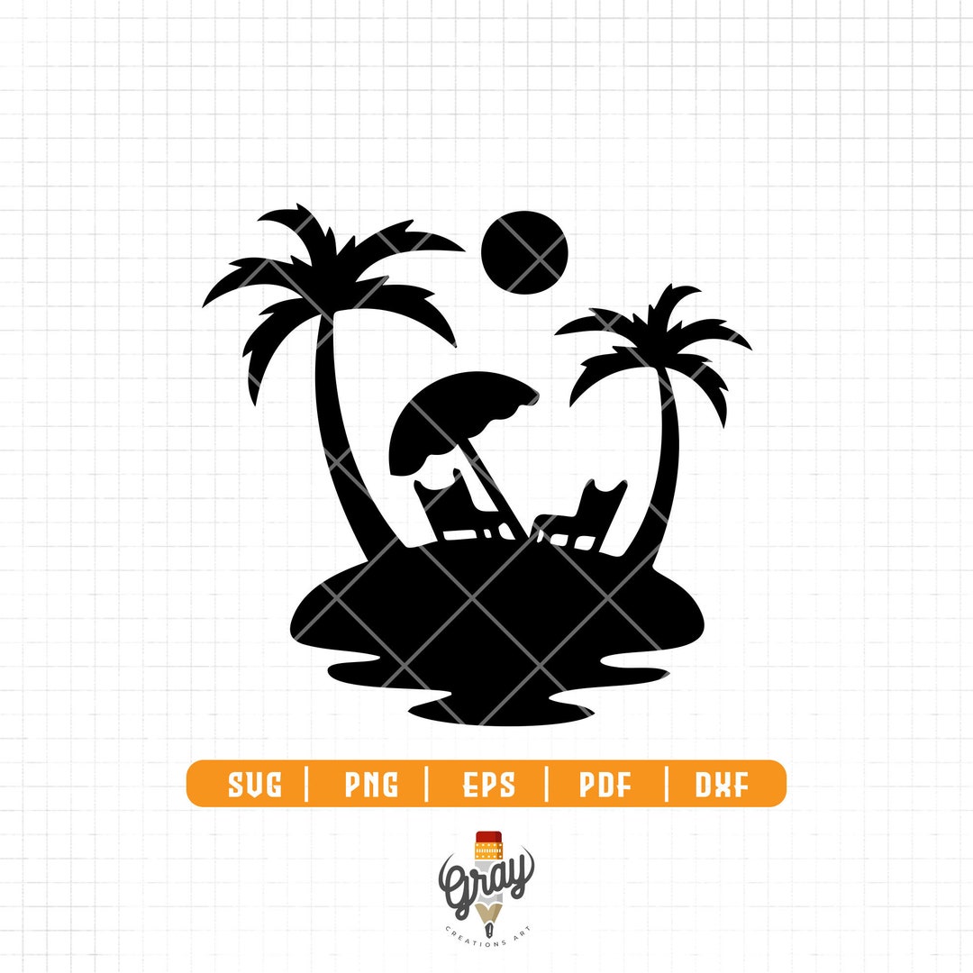 Summer Svg , Island Clip Art, Palm Trees Svg, Beach Svg , Printable ...