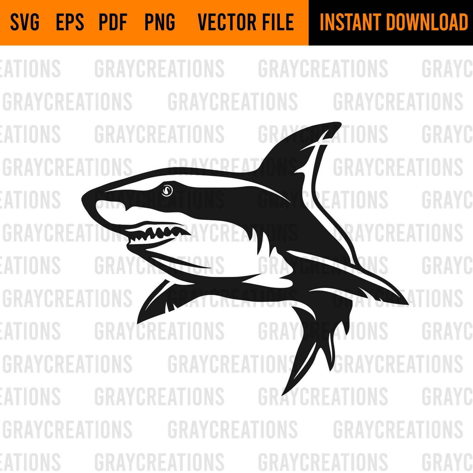 Great White Shark Sharp Teeth Svg / Underwater Predator Svg / Large ...