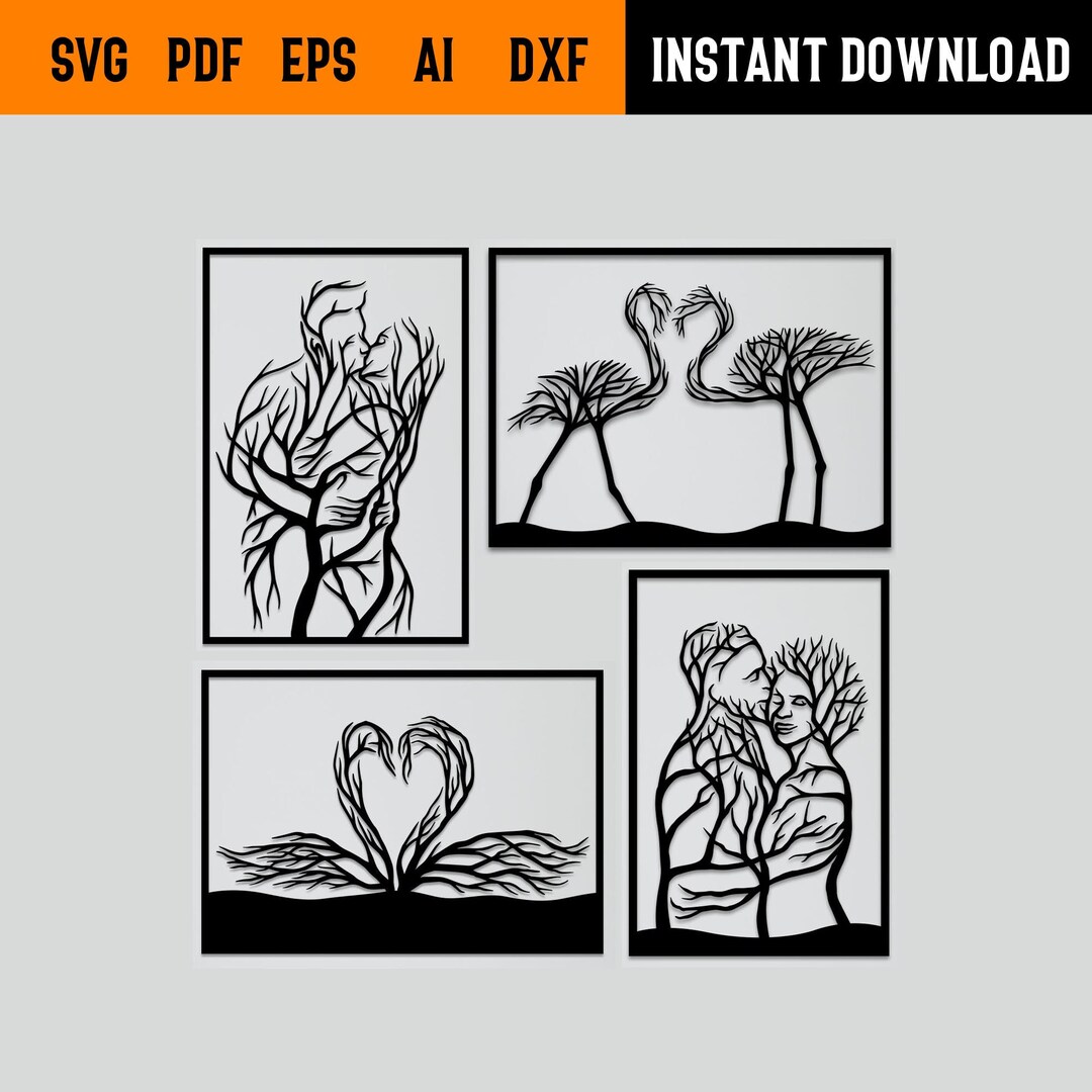 Lovers Bundle , Lovers Kissing Dxf , Wall Art , Afro Couple Dxf , Swan ...