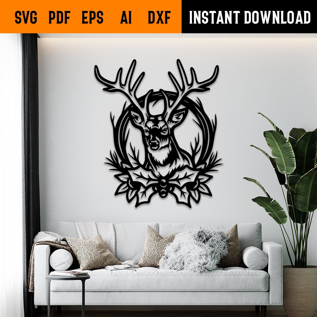 Deer Wall Art Svg,dxf, EPS,AI and PDF Files.plasma Cut File,wall Art ...