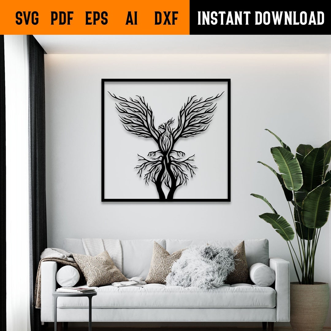 Phoenix Wall Art Svg,dxf, EPS,AI and PDF Files.plasma Cut File,wall Art ...
