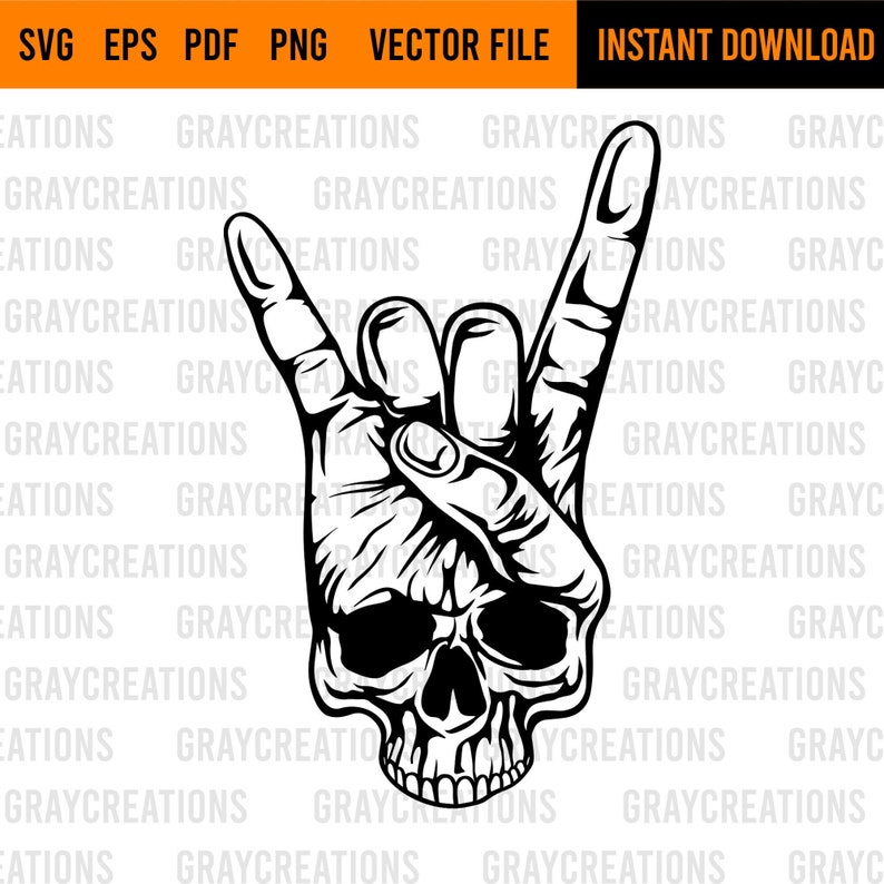 Rockers Skull Svg/ Rock N Roll Hand Sign Svg / Skull Rocker - Etsy