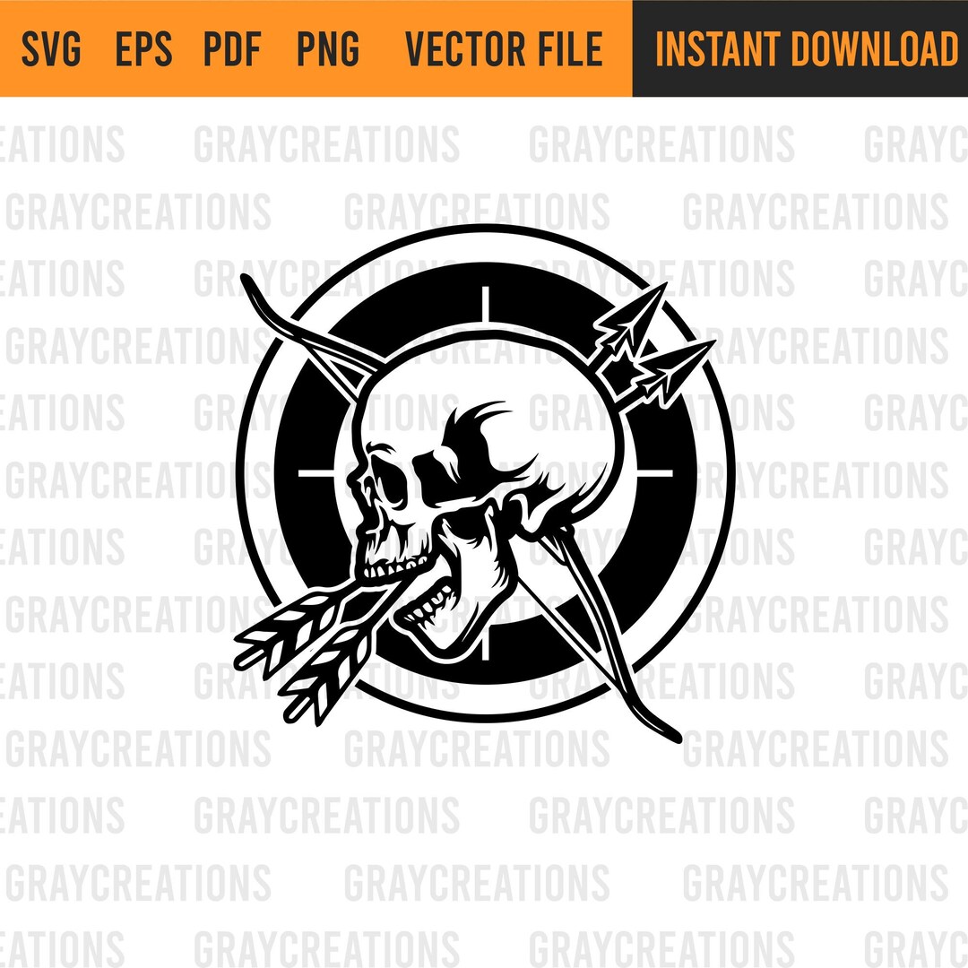 Skull Archery Svg , Archery Svg , Bow and Arrow Scg , Archery Clip Art ...