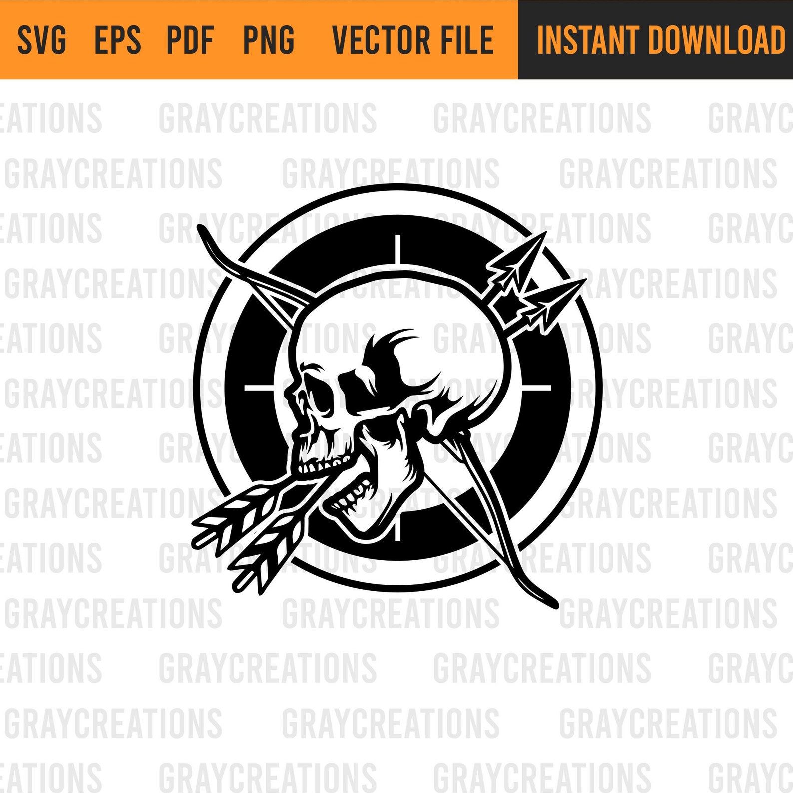 Skull Archery Svg , Archery Svg , Bow and Arrow Scg , Archery Clip Art ...