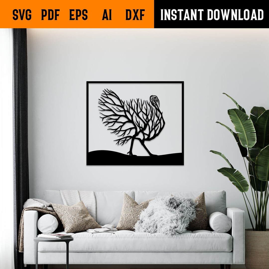 Wild Turkey Tree Wall Art Svg,dxf, EPS,AI and PDF Files.plasma Cut File ...
