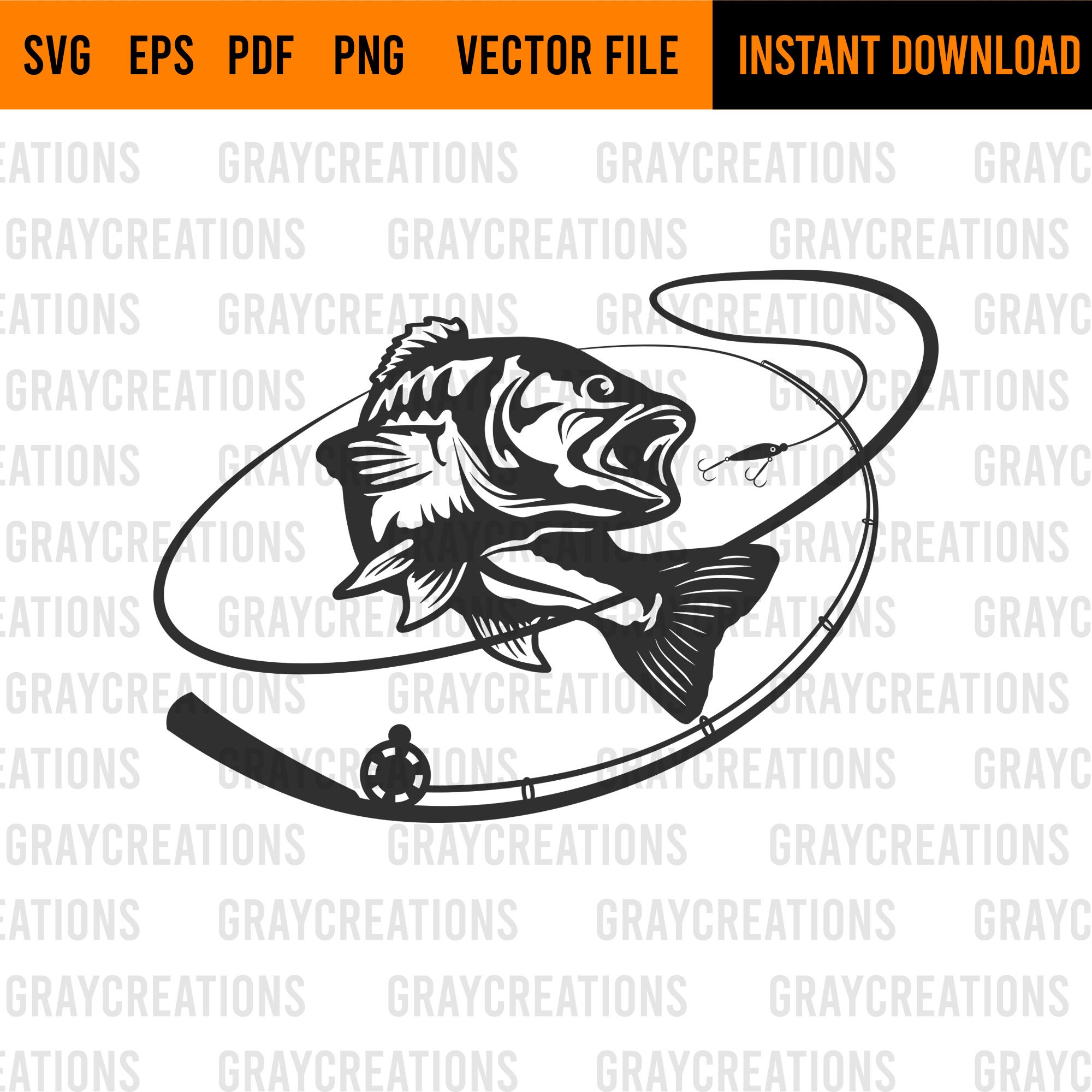 Bass Fishing Svg / Fishing Rod Svg / Bass Fish Svg - Etsy