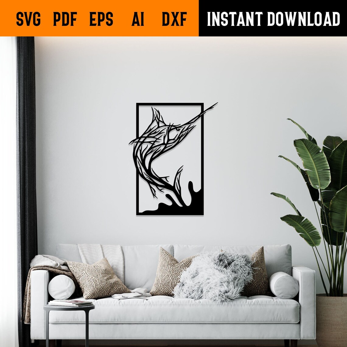 Blue Marlin Wall Art Svg,dxf, EPS,AI and PDF Files.plasma Cut File,wall ...