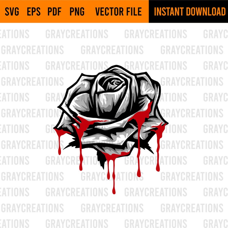 Dripping Rose , Svg ,png ,pdf , Clip Art , Printable , Flower ,drip ...