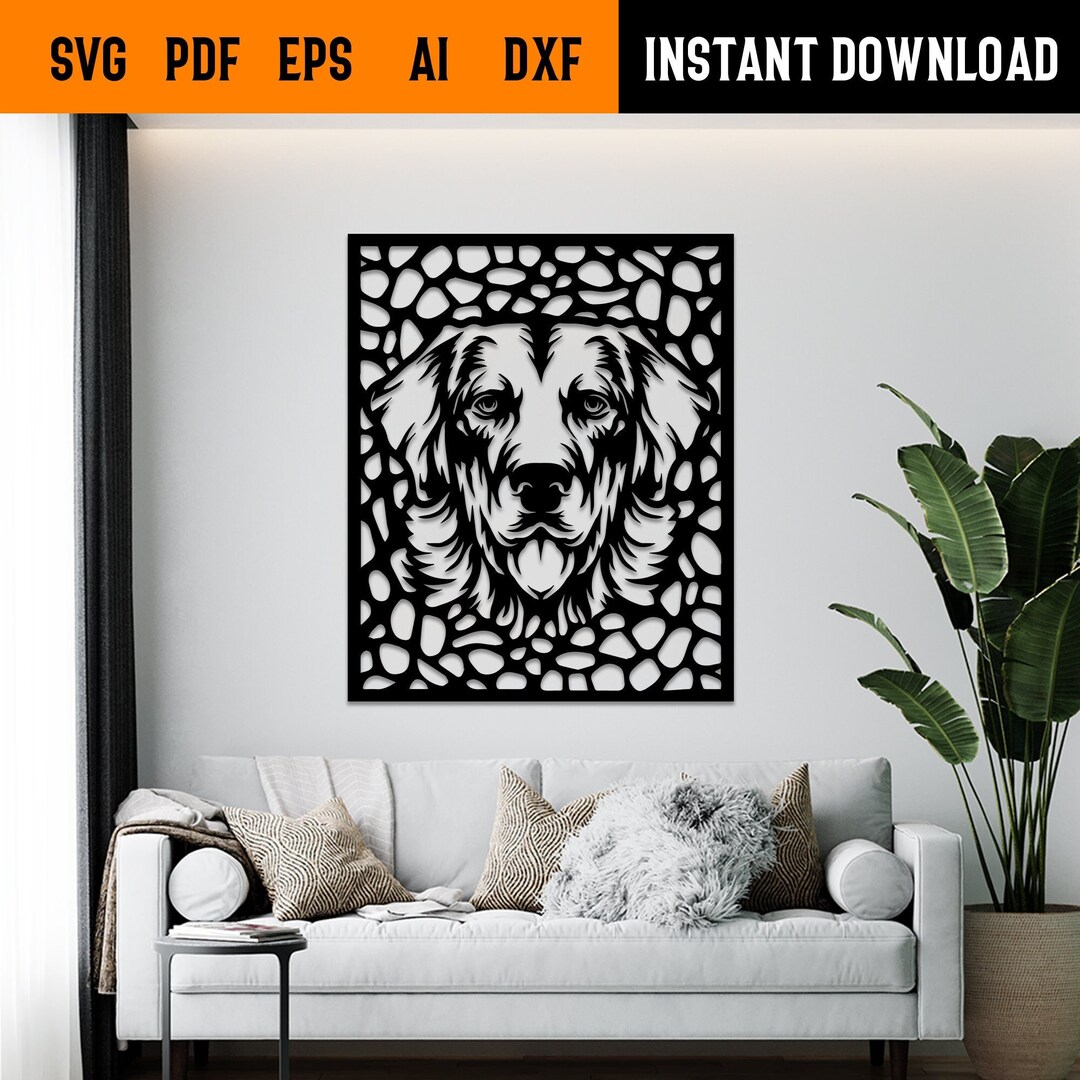 Golden Retriever chien art mural svg, dxf, EPS, AI et fichiers PDF ...